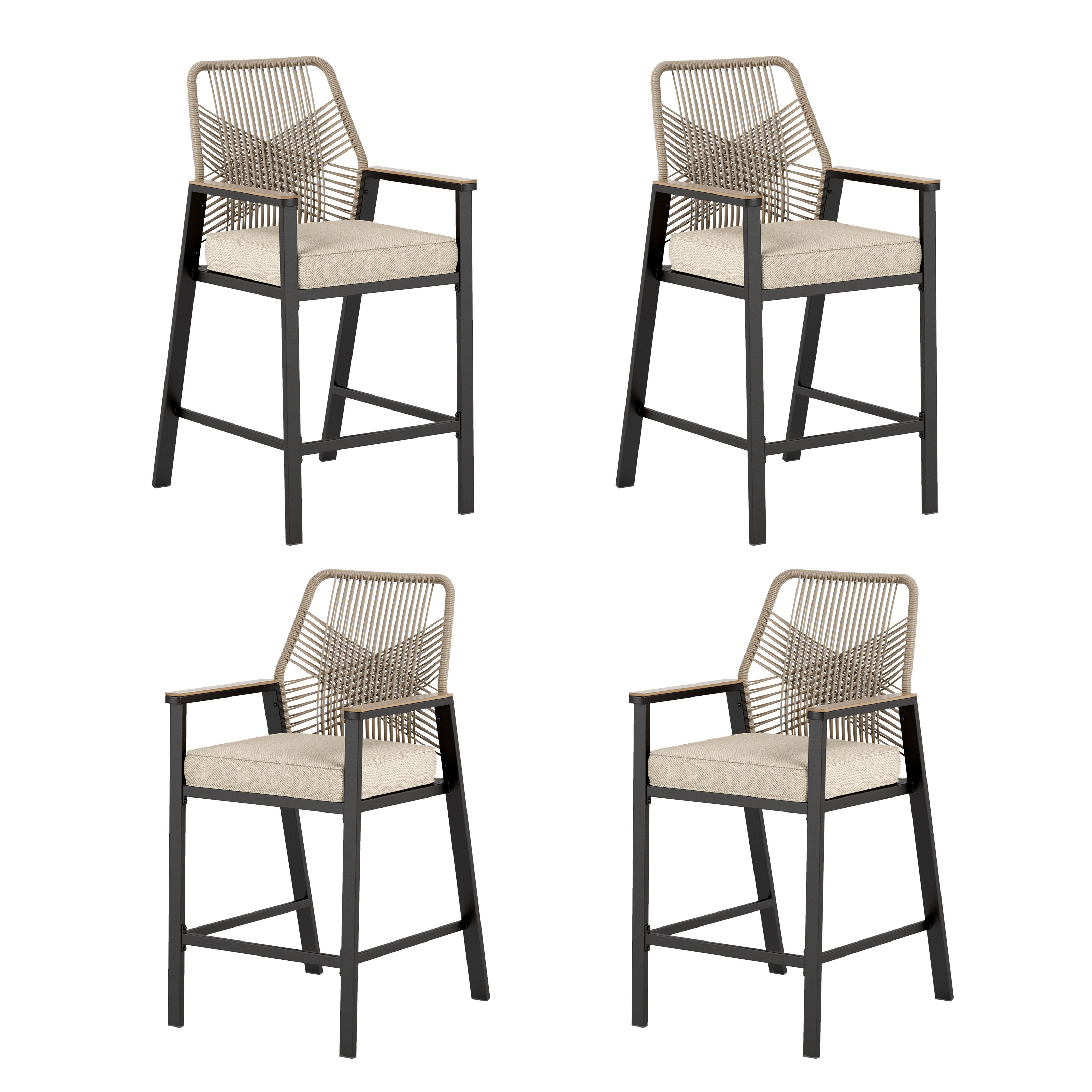 Alphamarts Patio Bar Stool With Cushion | Wayfair