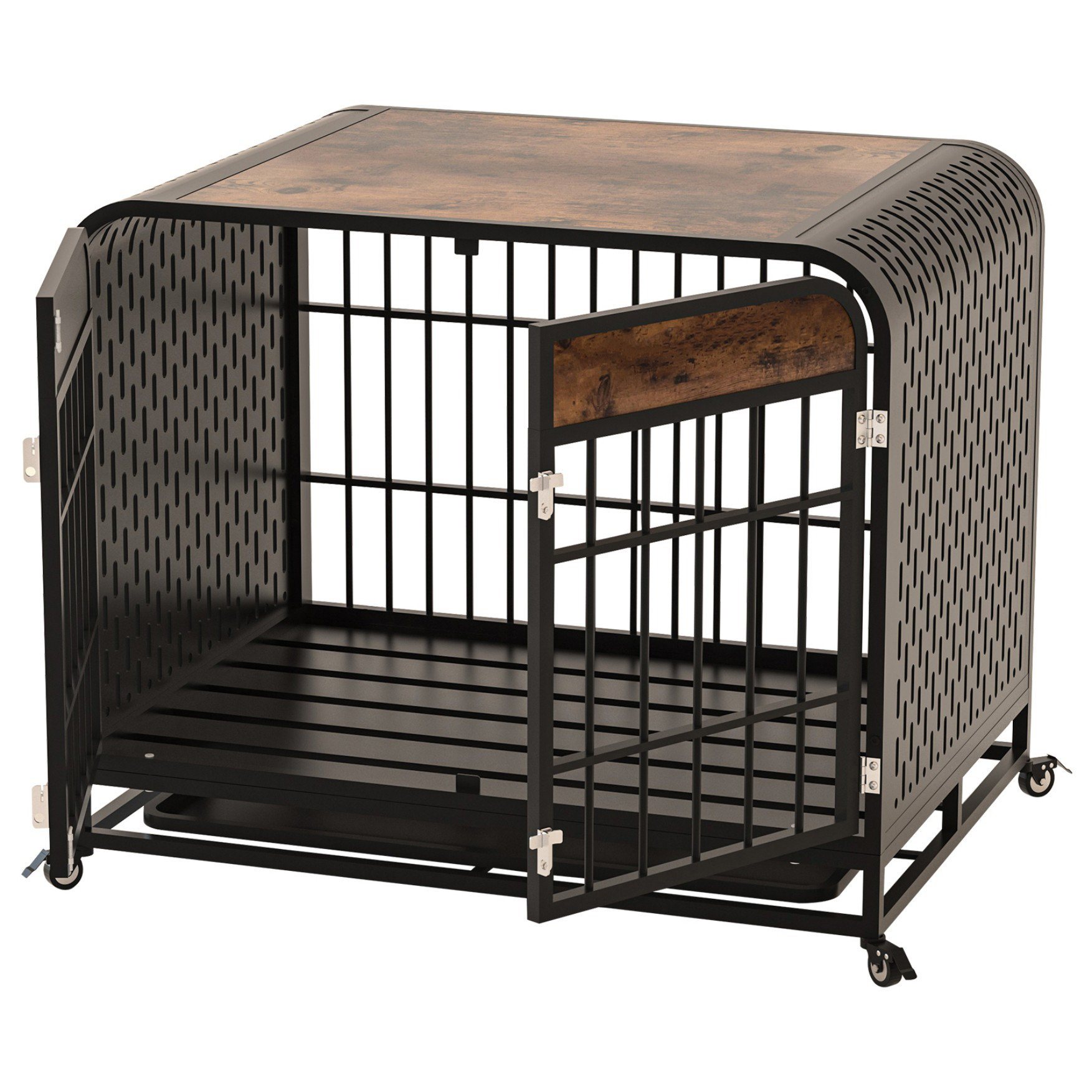Ophelia & Co. Pet crate with removable tray and lockable wheels for ...