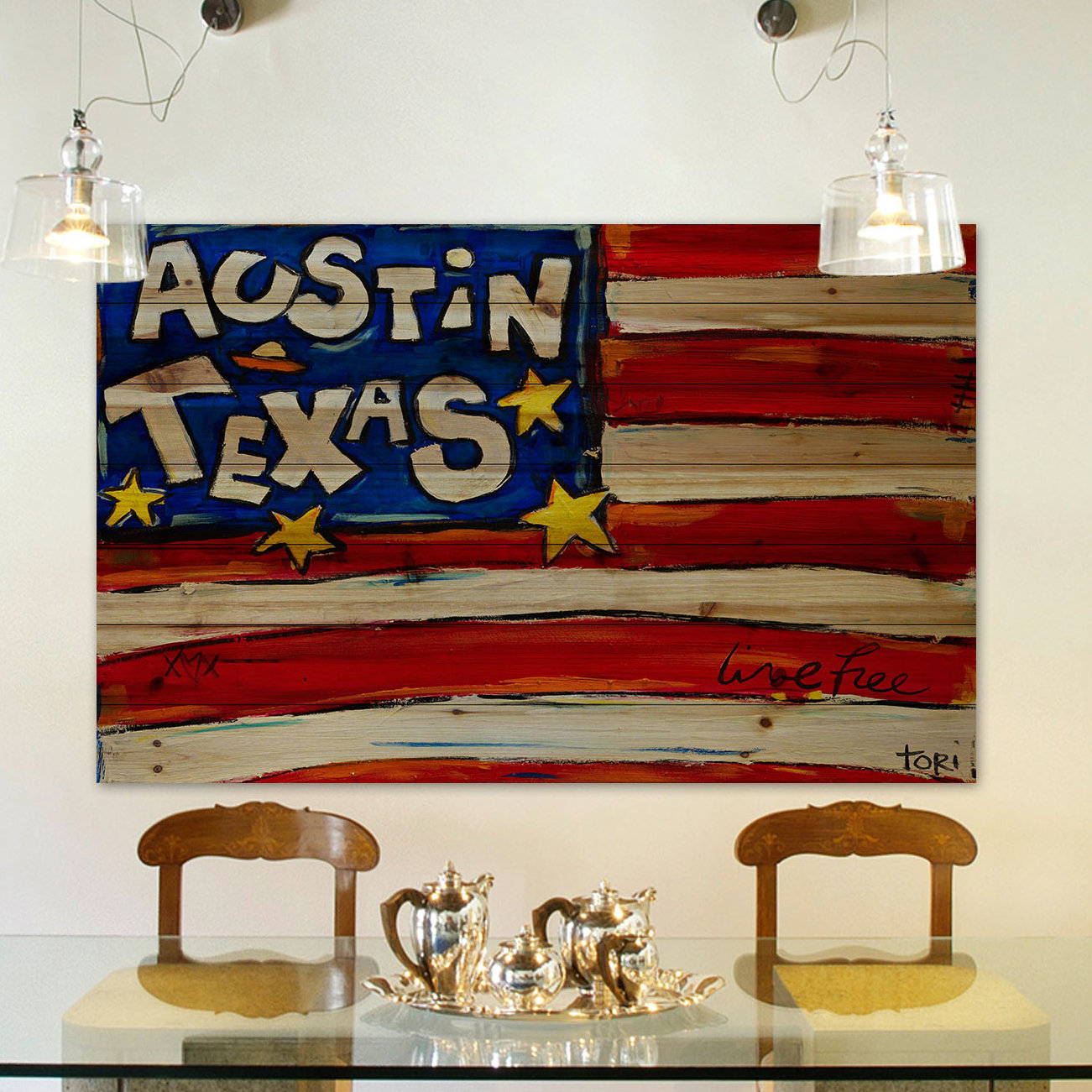 Marmont Hill 'Austin Flag' by Tori Campisi Painting Print on Natural ...