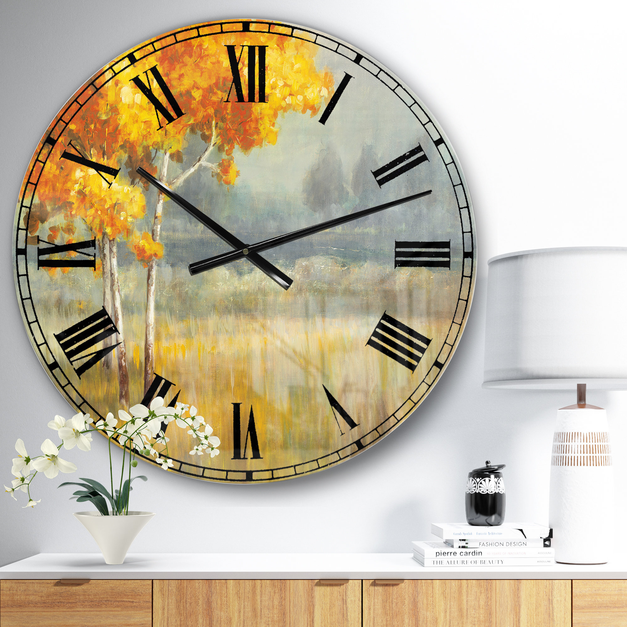 The Twillery Co. Swigart Autumn Landscape - Farmhouse wall clock ...