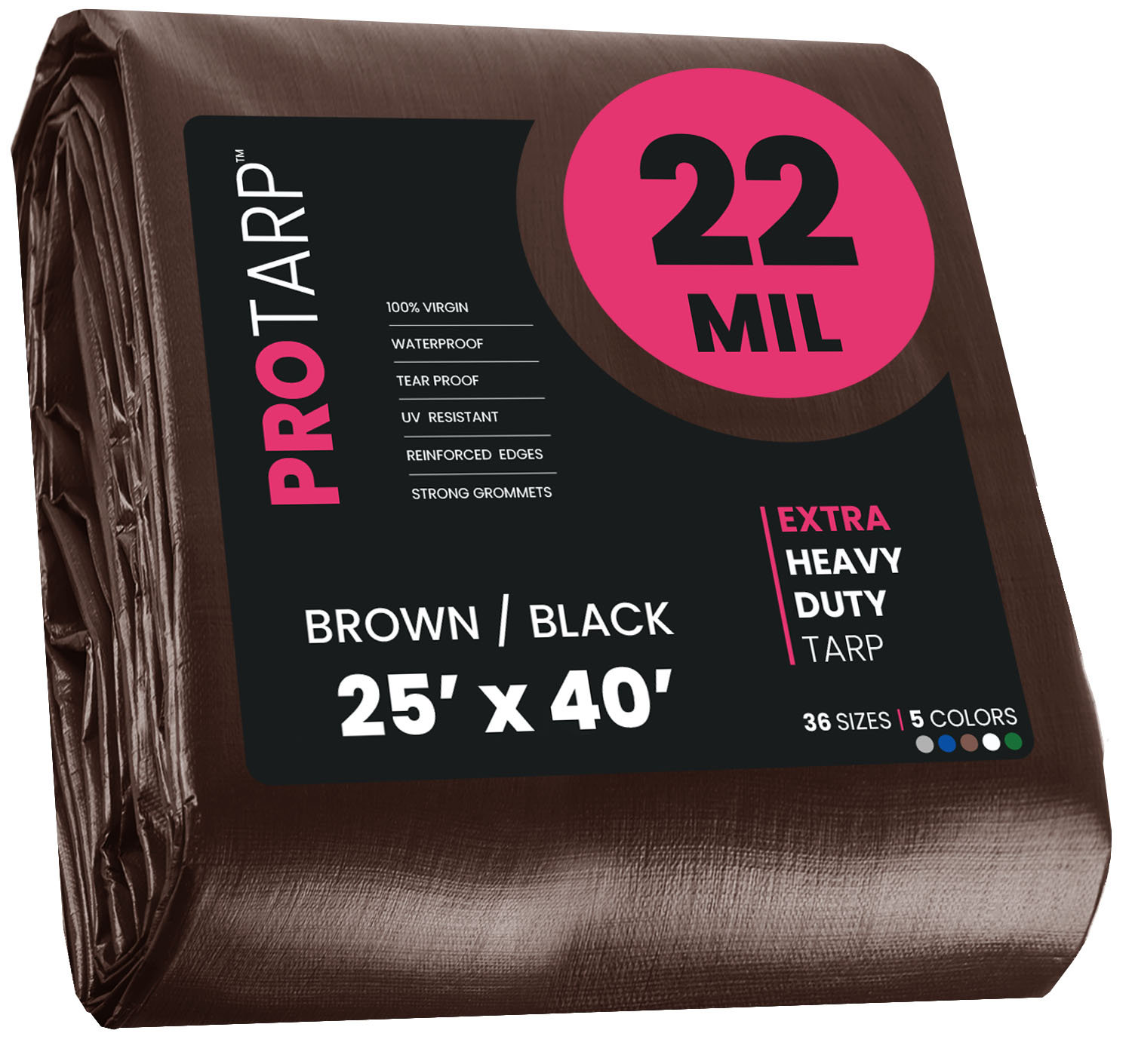 PROTARP 25 ft. x 40 ft. 22 Mil Heavy Duty Polyethylene Tarp, Waterproof ...