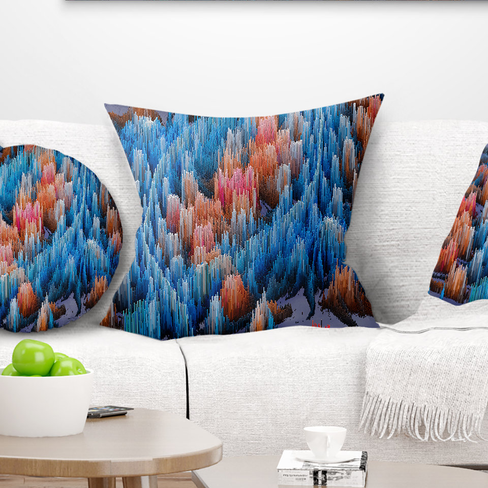 Design Art Macro Render Structure Blue Red - Abstract Printed Pillow ...