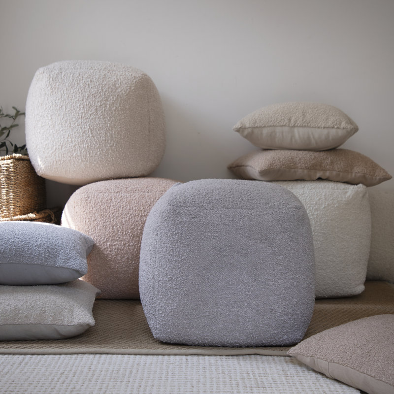 Ebern Designs Nertila Mid-Century Modern Solid Handwoven Square Boucle ...