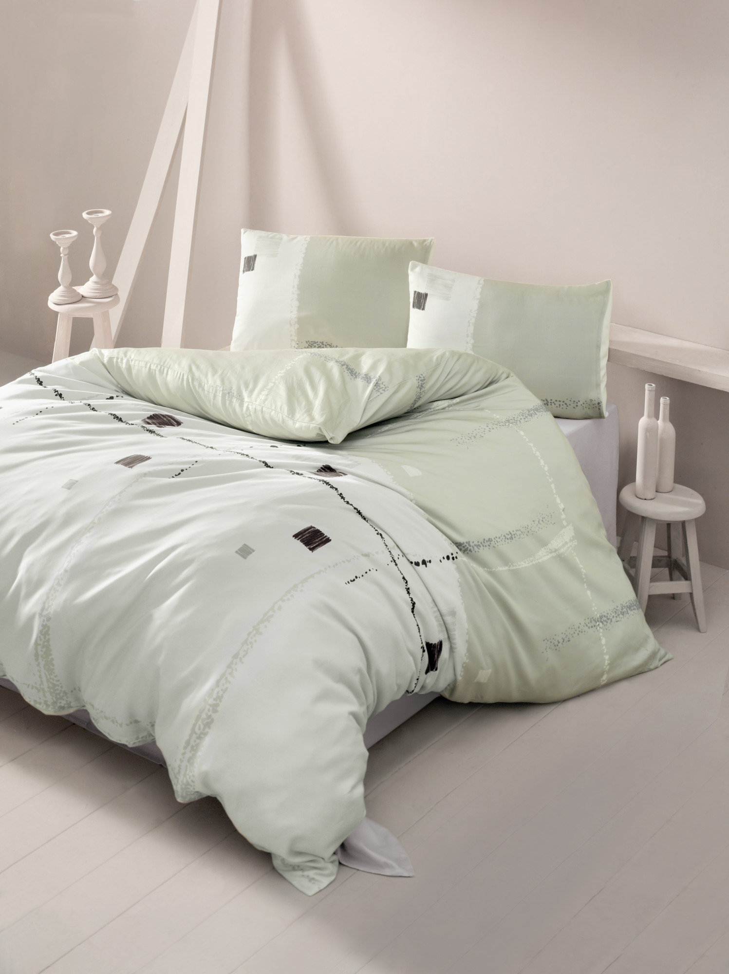 Asir Group INC Lancelot White/Green/Brown 100% Cotton Modern ...