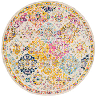 Round Yellow & Gold Area Rugs You'll Love | Wayfair