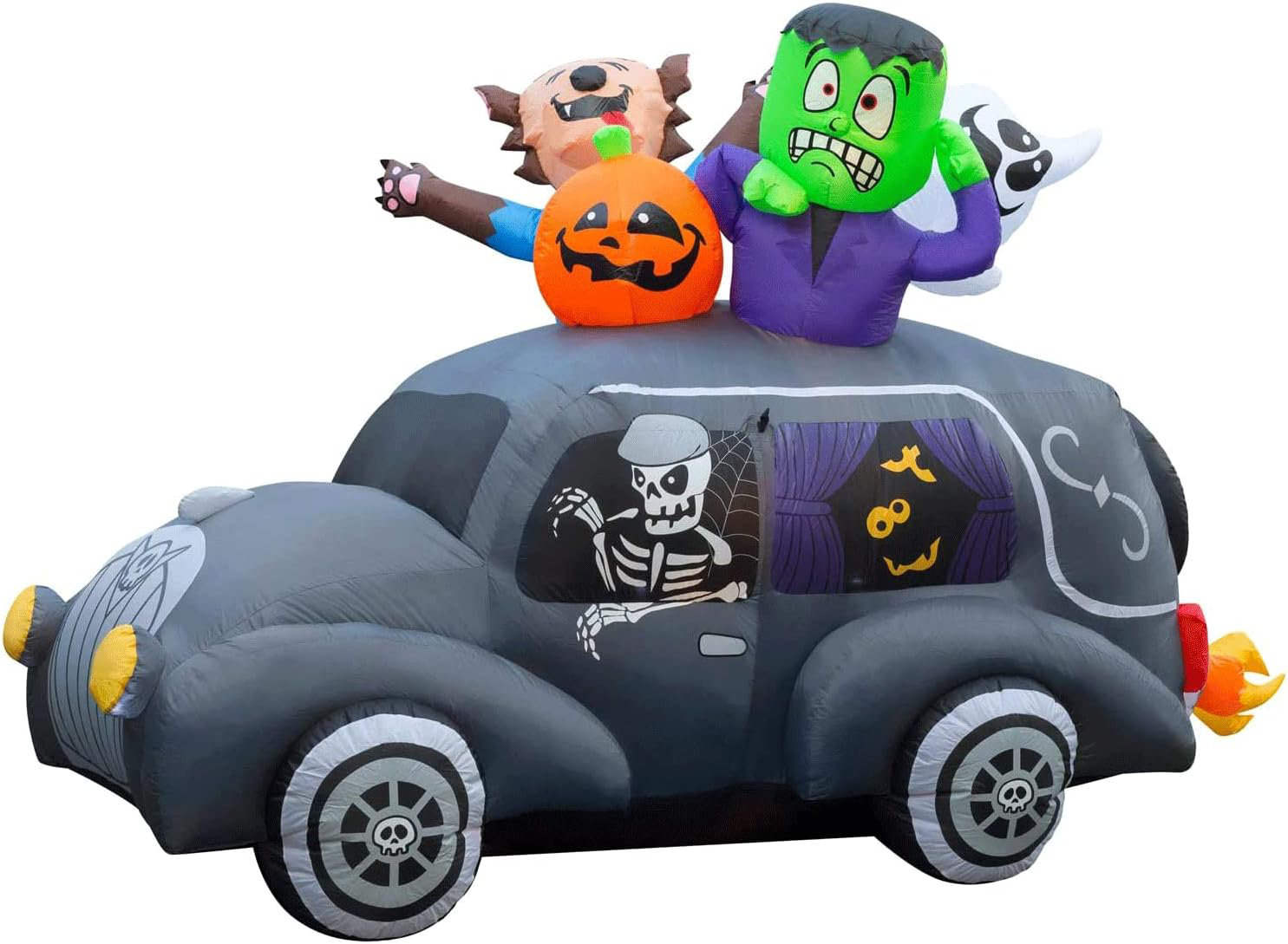 The Holiday Aisle® Halloween Monster Hearse Inflatable | Wayfair