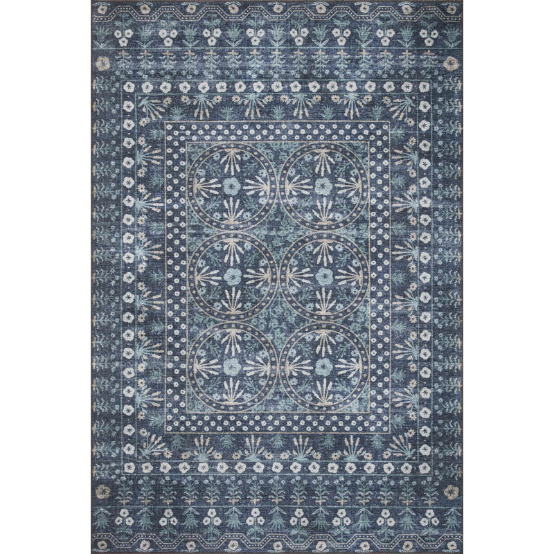 Rifle Paper Co. x Loloi Maison MAO-03 Rosette Blue Rug & Reviews | Wayfair