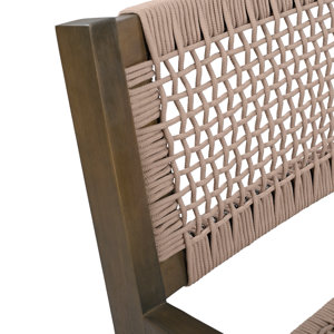 Bayou Breeze Cimora Rope Woven Acacia Wood Dining Chairs | Wayfair