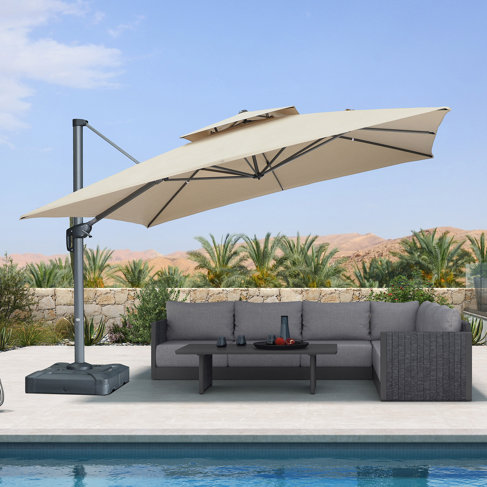 Purple Leaf 12ft Heavy Duty Outdoor Large Double Top Offset Square ...