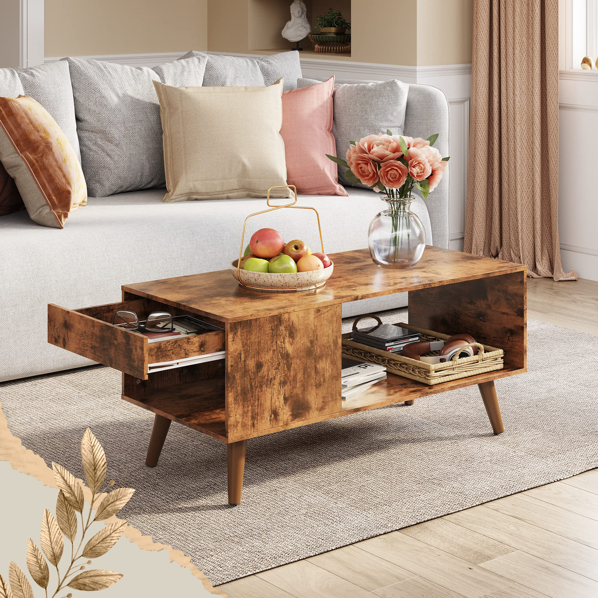 Millwood Pines Ailidh 4 Legs Coffee Table with Storage - Wayfair Canada