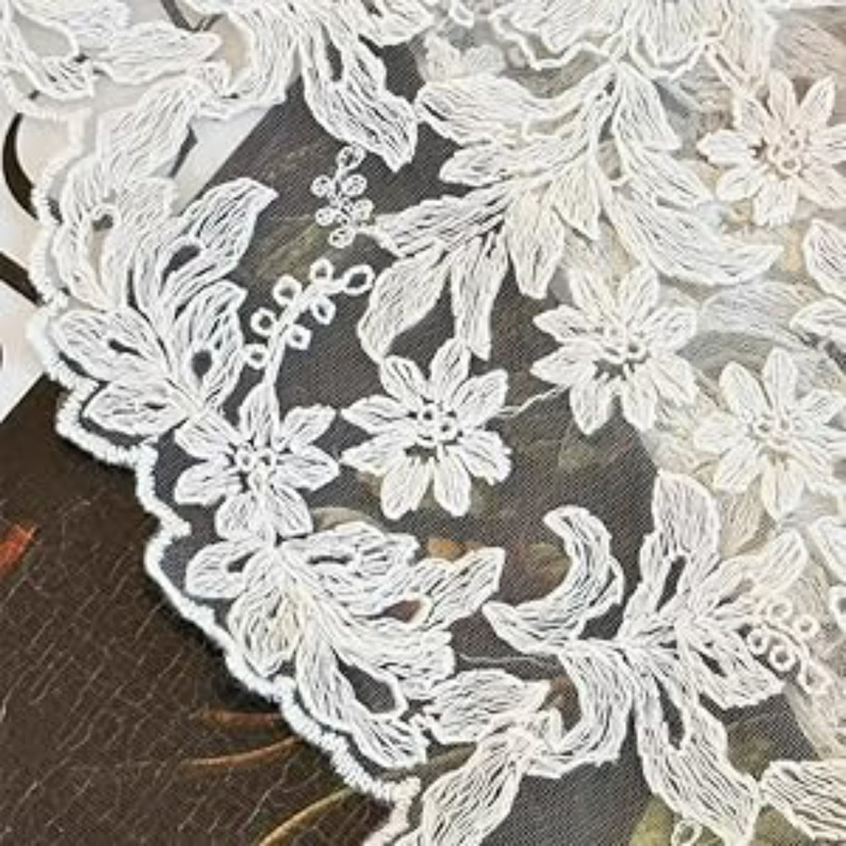 Alcott Hill® 2 Panels French Curtains Lace Gauze for Living Room Cream ...