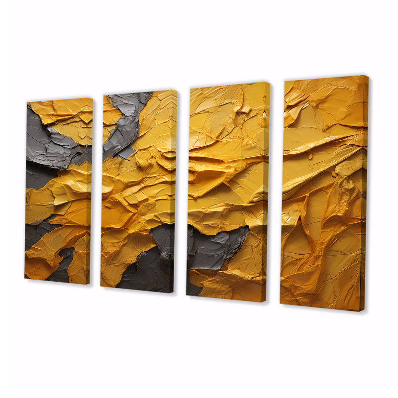 Design Art Vibrant Solstice Mustard Yellow - Abstract Wall Art For ...