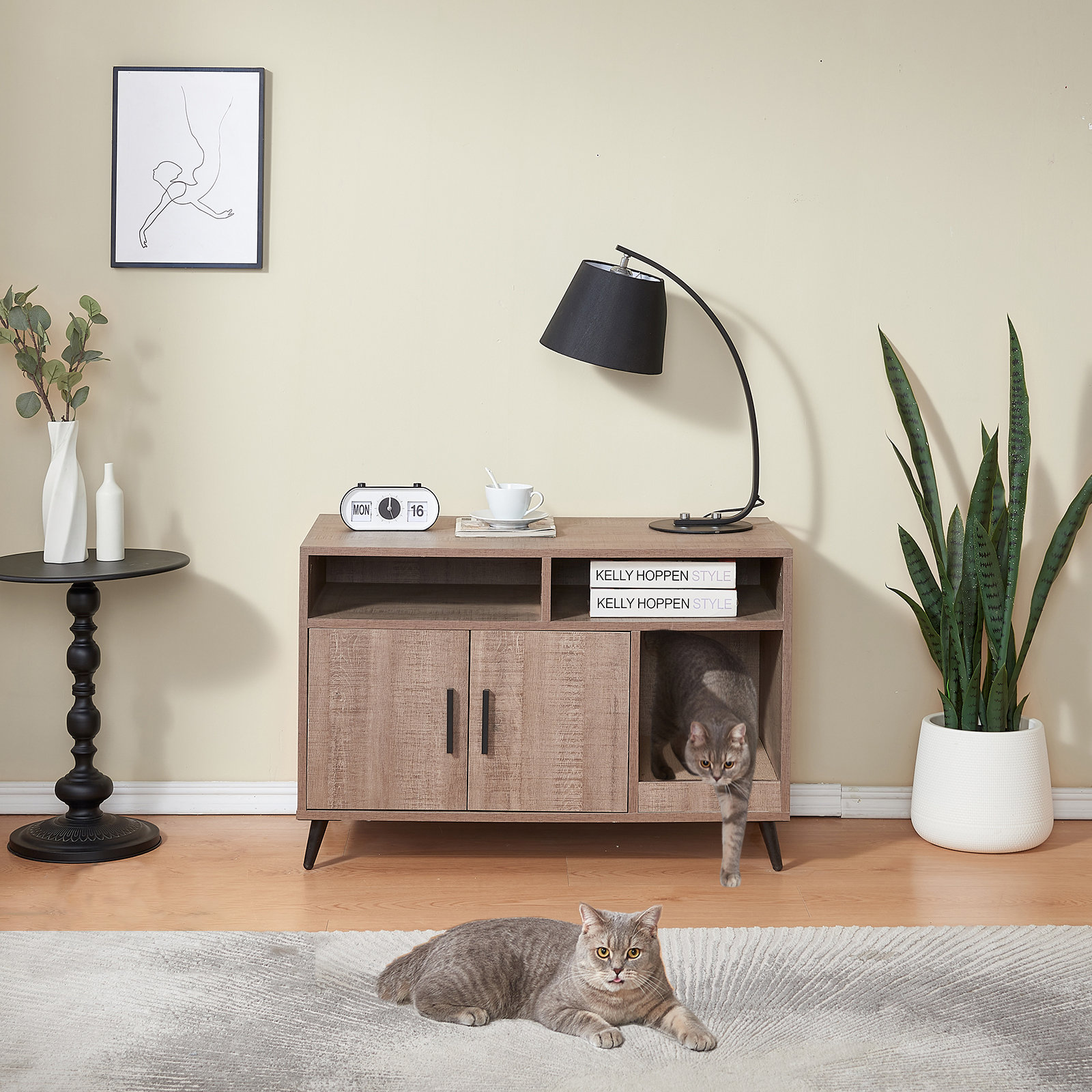 Tucker Murphy Pet™ 35" Brown Modern Large Litter Box Enclosure Cat ...