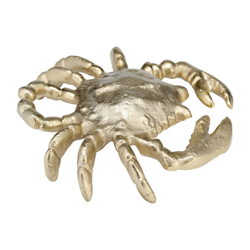 Mercer41 7" Metal Crab Sculpture Contemporary Champagne Gold Decorative ...