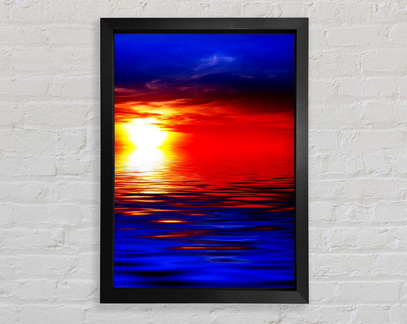 Bright Star Electric Blue Ocean Sunset - Single Picture Frame Art ...