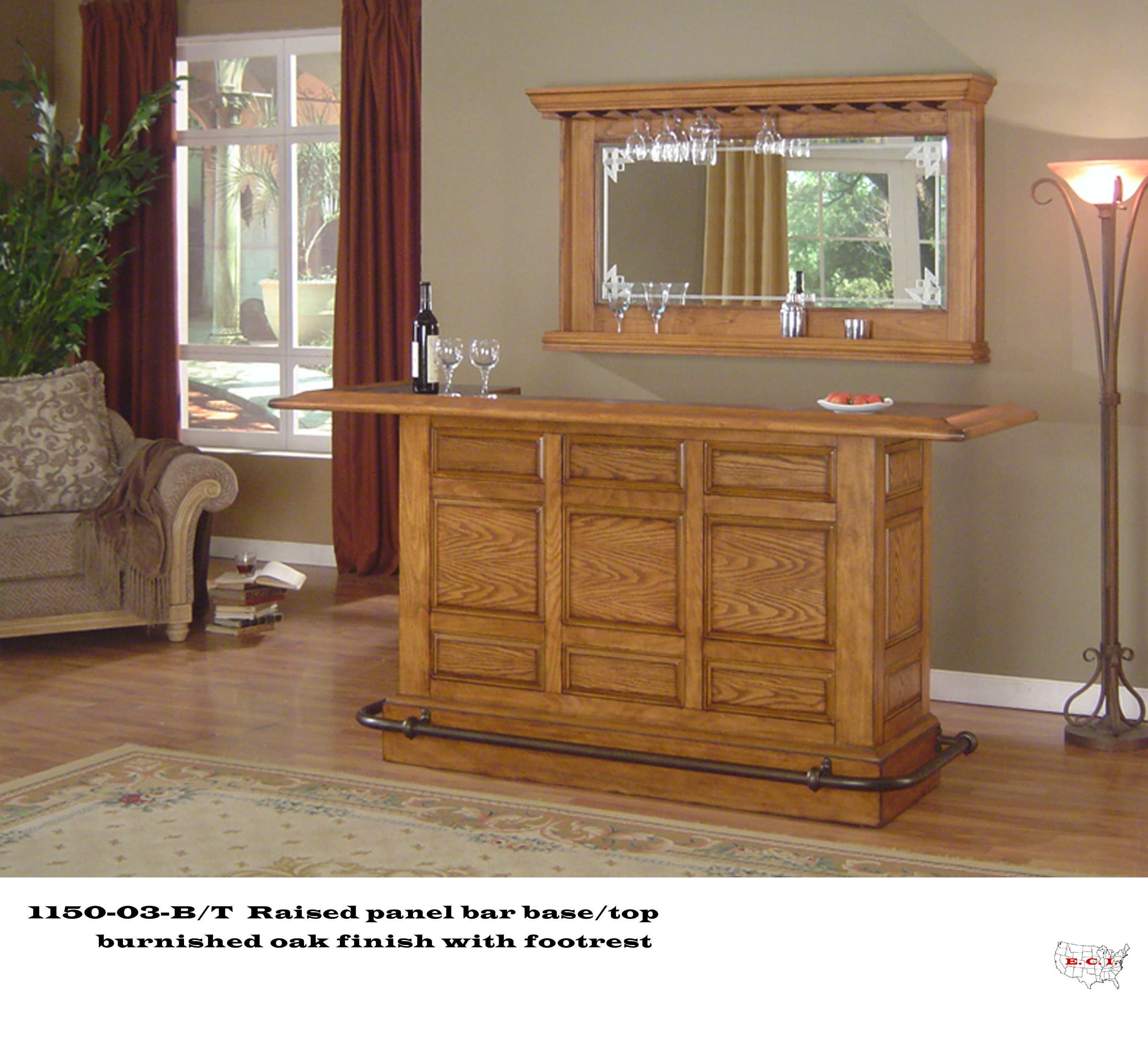 Fleur De Lis Living Chiaramonte Raised Panel Bar Top in Burnished Oak ...