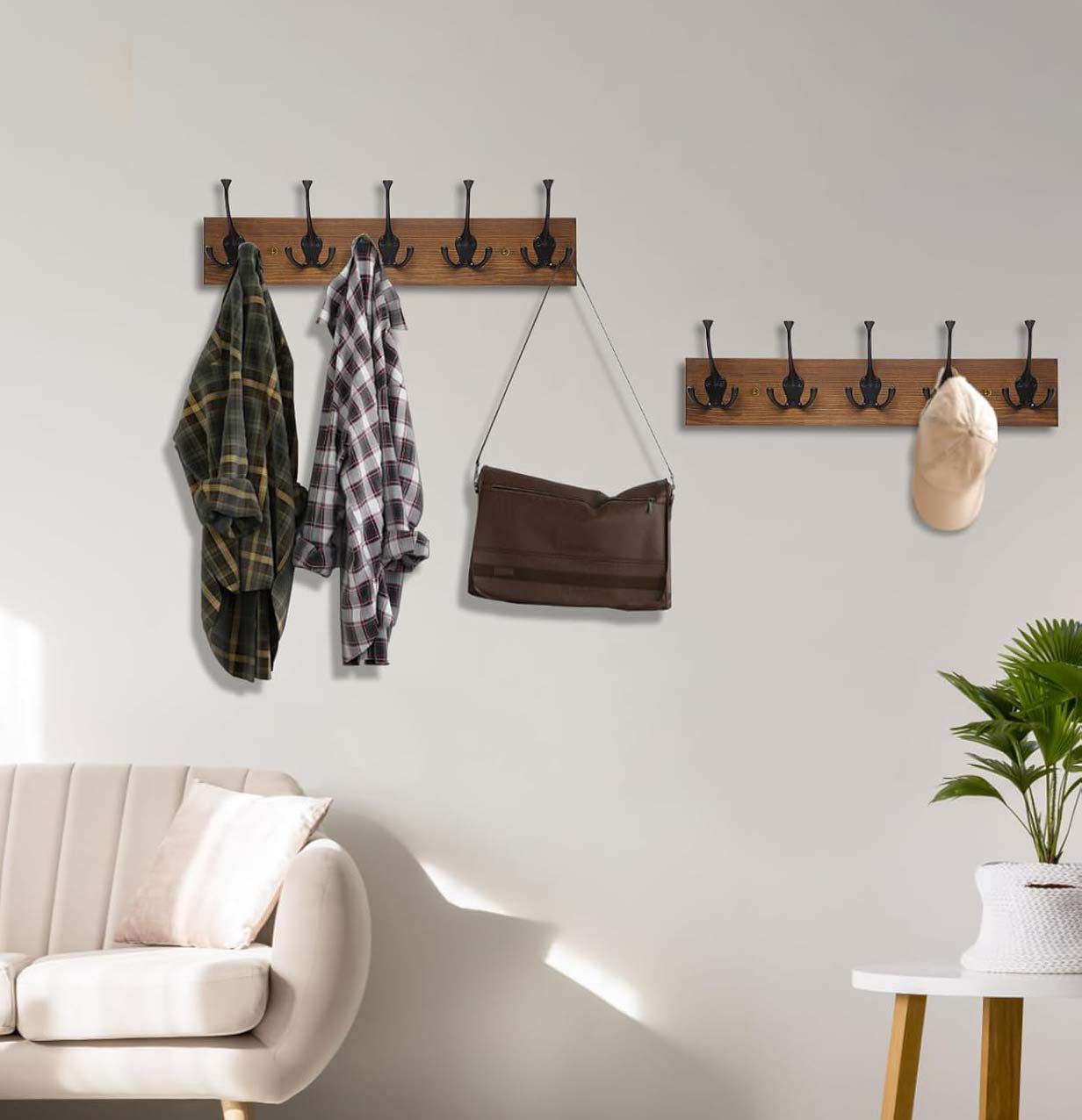 Trent Austin Design® 2 Pack Coat Rack Wall Mount, Rustic Wooden Metal ...