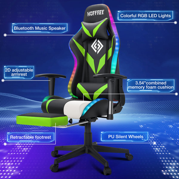 Hoffree Rocking Gaming Chair with Speakers Ergonomic Gamer Chair with ...