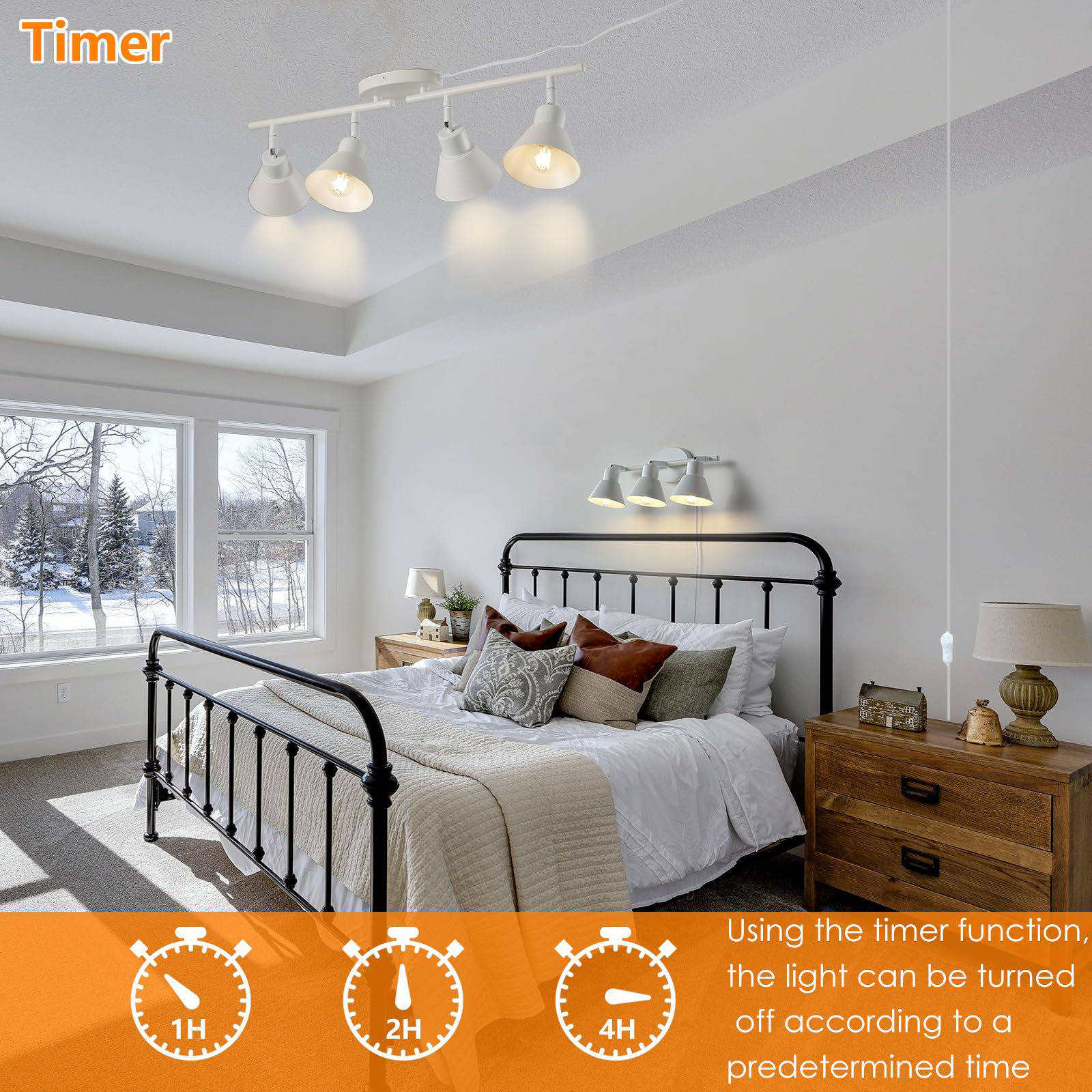 OLHAV 4 Light Plug in Ceiling Light Fixture,Plug in Track Lighting ...