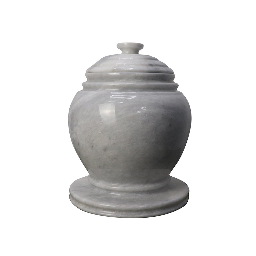 Bello Treasure Decorative Marble Urn With Lid, Badal Gray, 10.5" H X 8. ...
