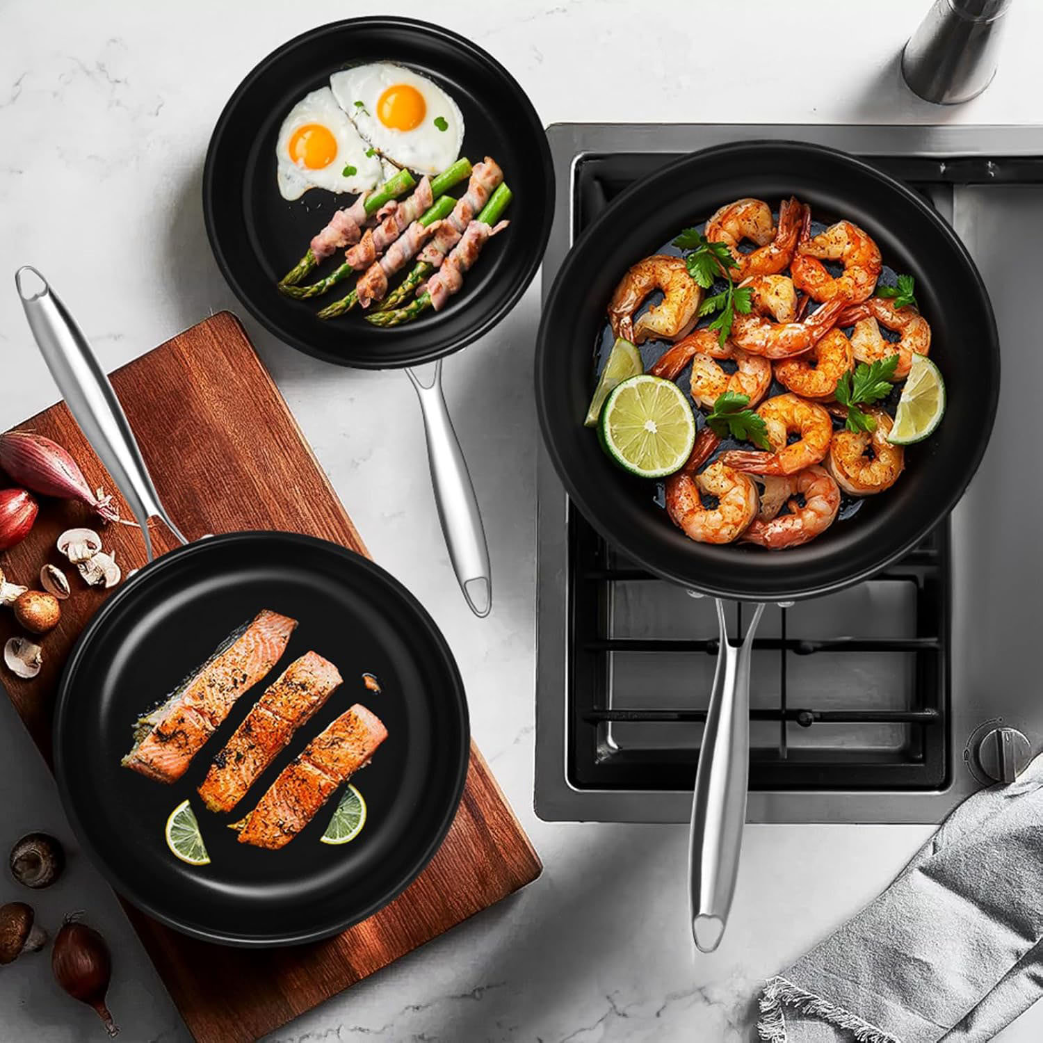 BN-LINKKL Ceramic 10” And 12” Non Stick Frying Pan Skillet Set With ...