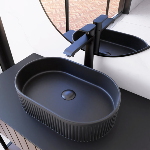 Ebern Designs 35.8 In. Single Sink Freestanding Dark Walnut Bath Vanity ...