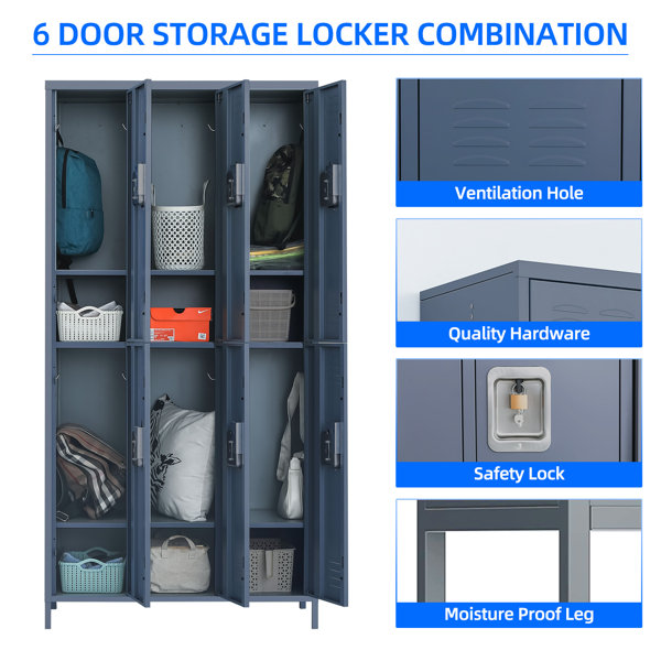 17 Stories Bennink 2 - Tier 6 - Section Metal Locker with 12 Hooks for ...