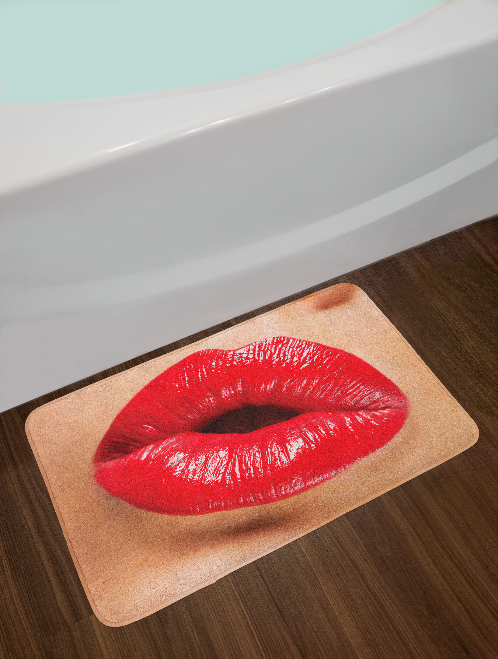 East Urban Home Lips Plush Bath Mat, Juicy Lipstick Illustration, 30.2 ...
