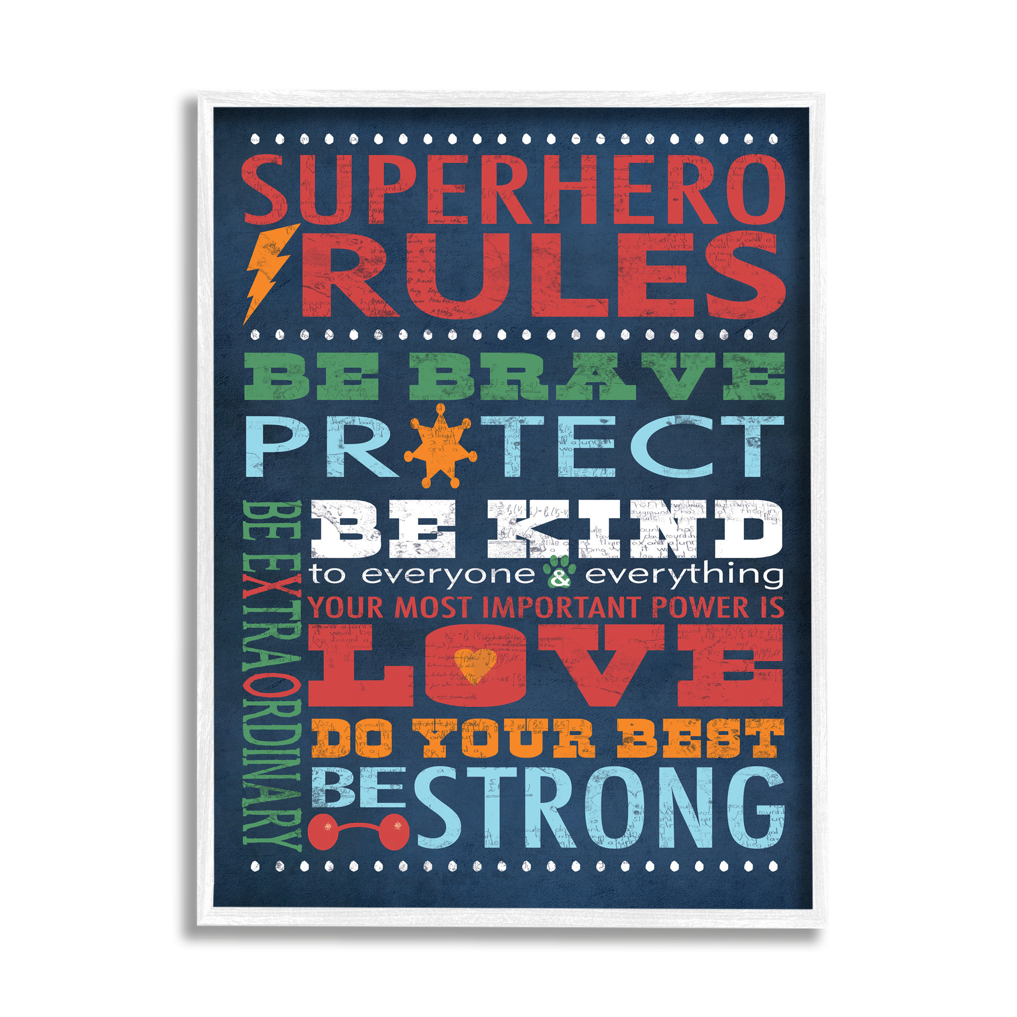 Stupell Industries Dark Blue Super Hero Rules - Picture Frame Textual ...