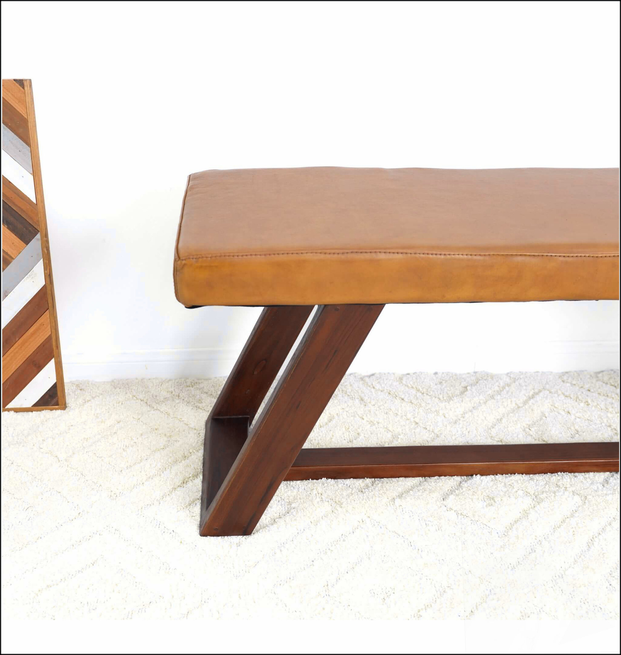 Ebern Designs Marley Genuine Leather Bench In Tan Simple design ...