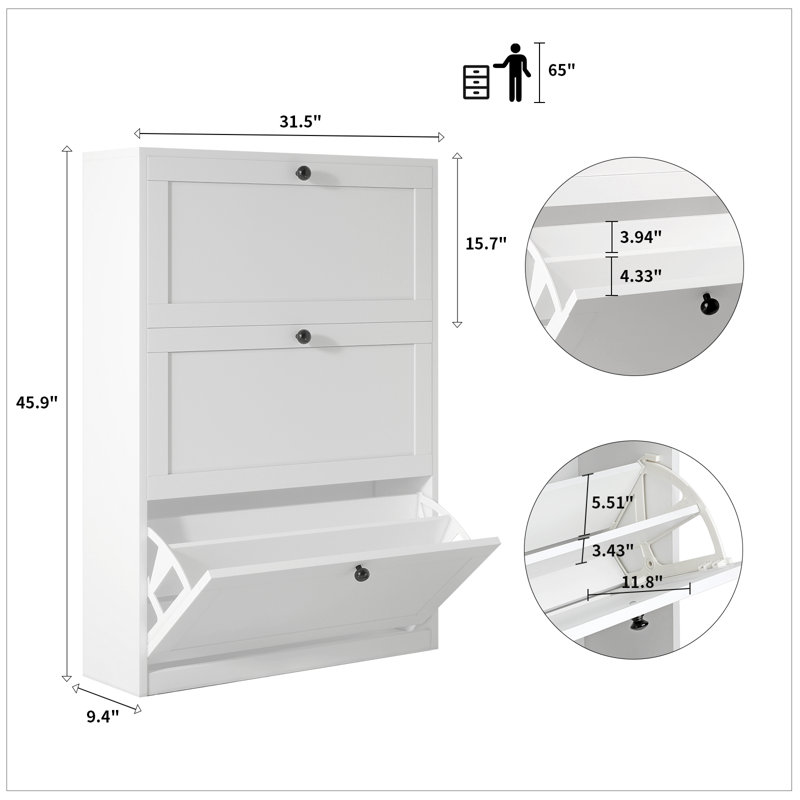 Lark Manor™ Shoe Cabinet With 3 Flip Drawers & Reviews | Wayfair