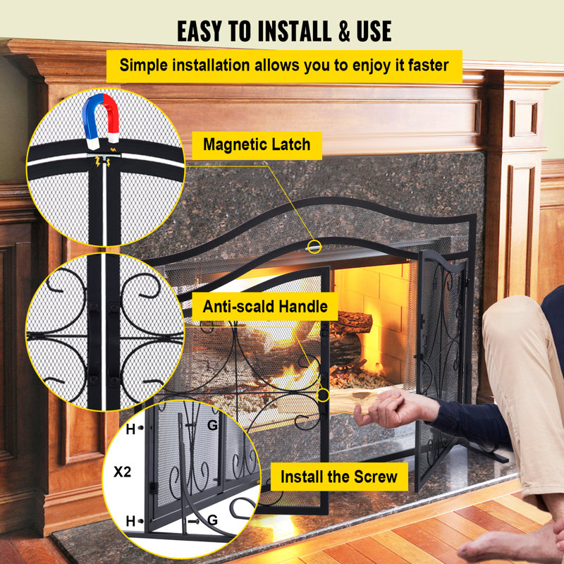 VEVOR Iron Fireplace Screen | Wayfair