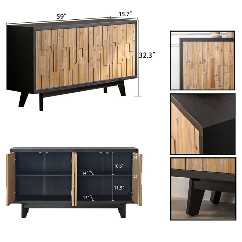 Corrigan Studio® Modern Wooden 4-door Storage Cabinet | Wayfair