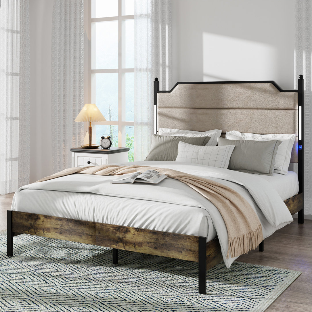 Trent Austin Design® Elegant Bed Frame with Upholstered Headboard | Wayfair