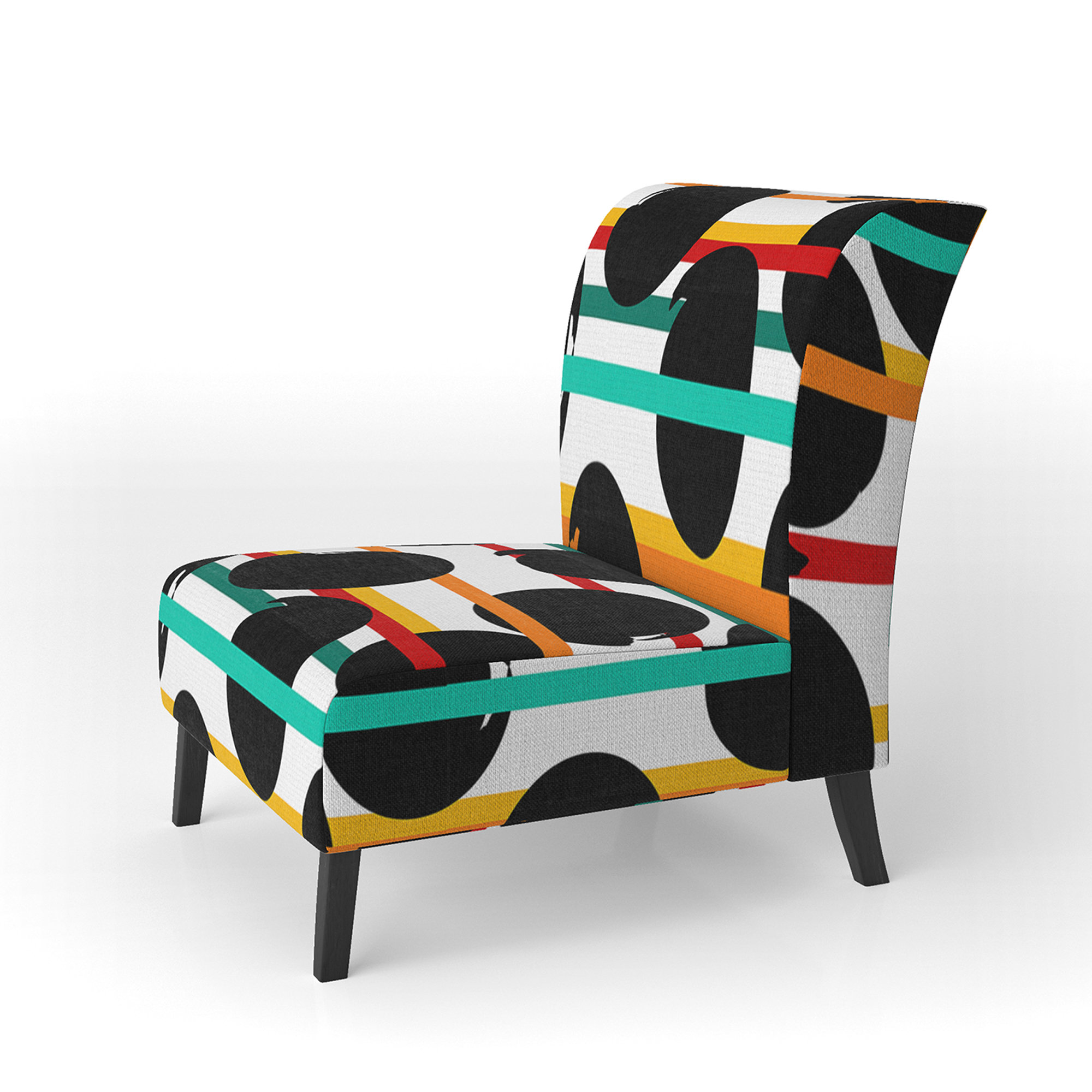 Dakota Fields Black Circle Dots - Upholstered Patterned Accent Slipper ...