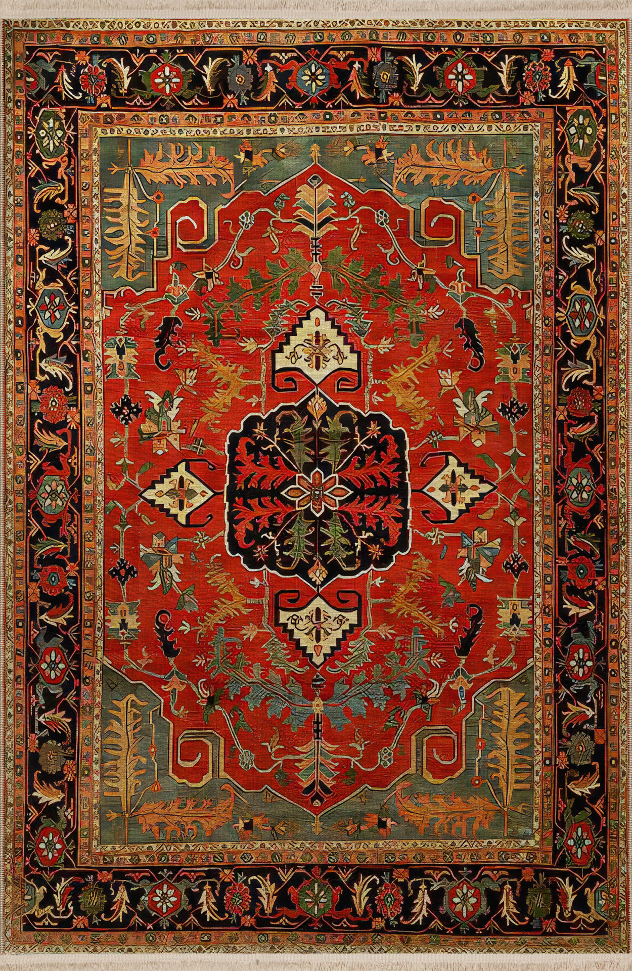 Bungalow Rose Dark-Toned Multi-Colored Traditional Motif Ethnic Floral ...