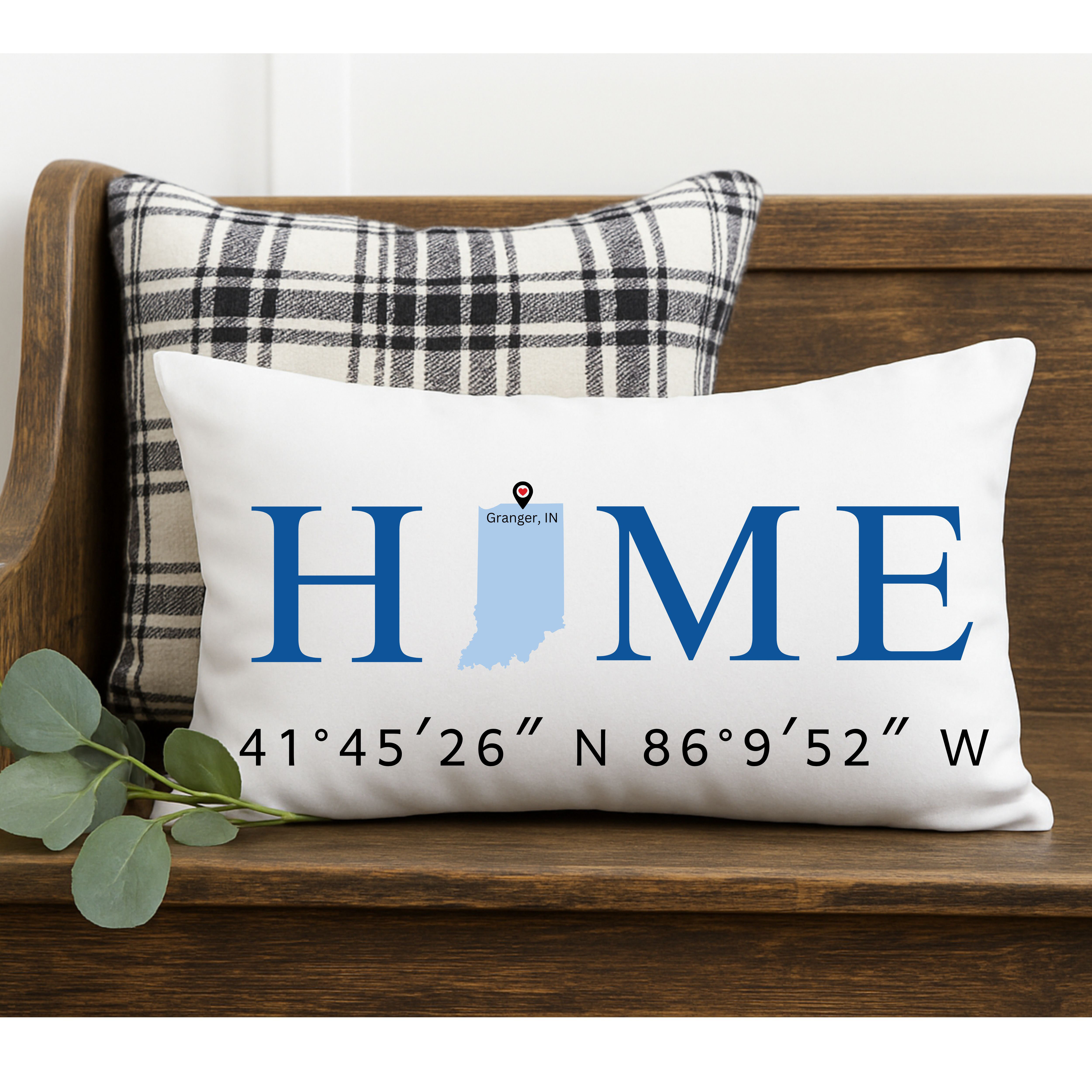 Oveesha Custom Home Pillow With Longitude Latitude Coordinates and ...