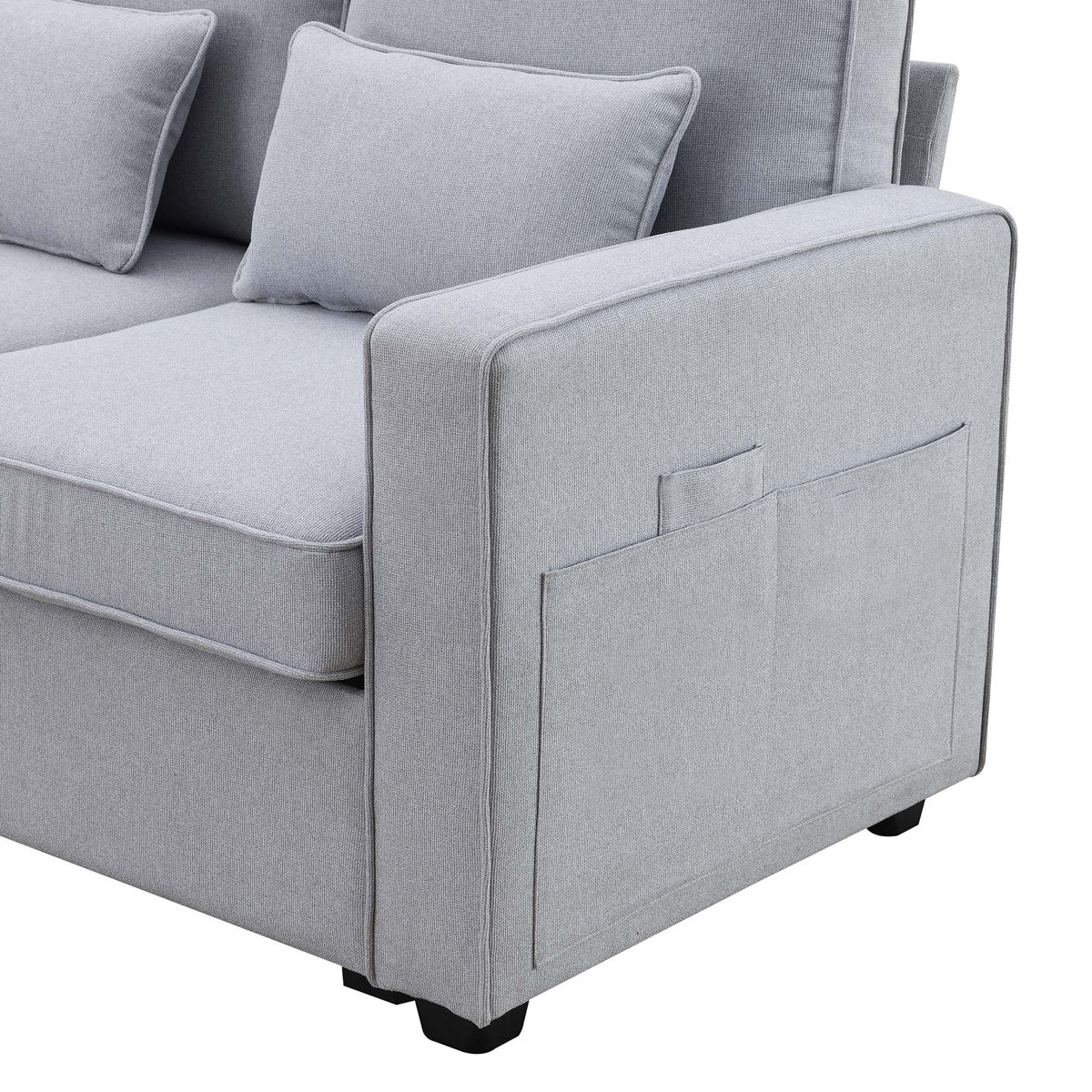 Hokku Designs Delianys 114.2" Upholstered Sofa with Console, 2 ...