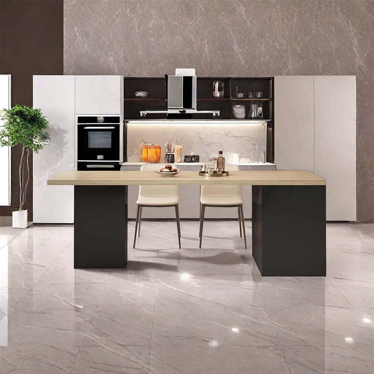 CleveSpac Office Wood grain rock plate table island combination ...