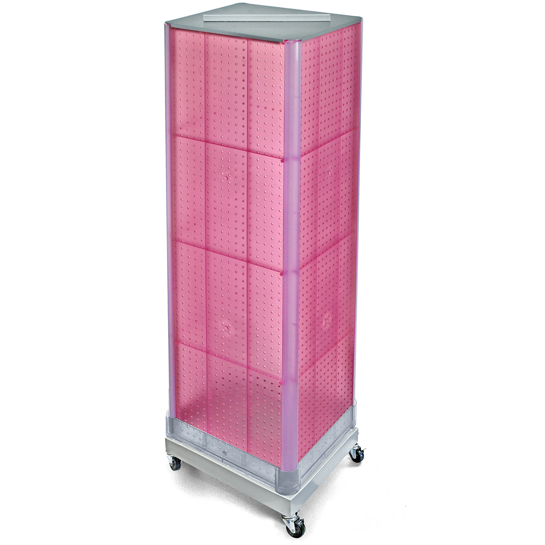 Azar Displays Pink Four-sided Peg Sq Tower With Wheeled Metal Base ...