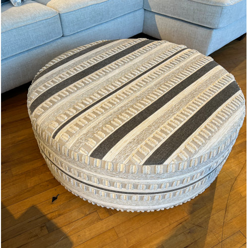 Latitude Run® Persia 41 inch Round Upholstered Textured Ottoman ...
