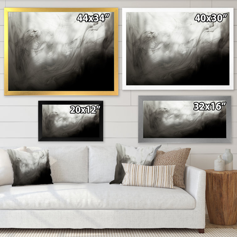 Wrought Studio Abstract Grey Swirling Smoke - Modern Canvas Wall Decor ...
