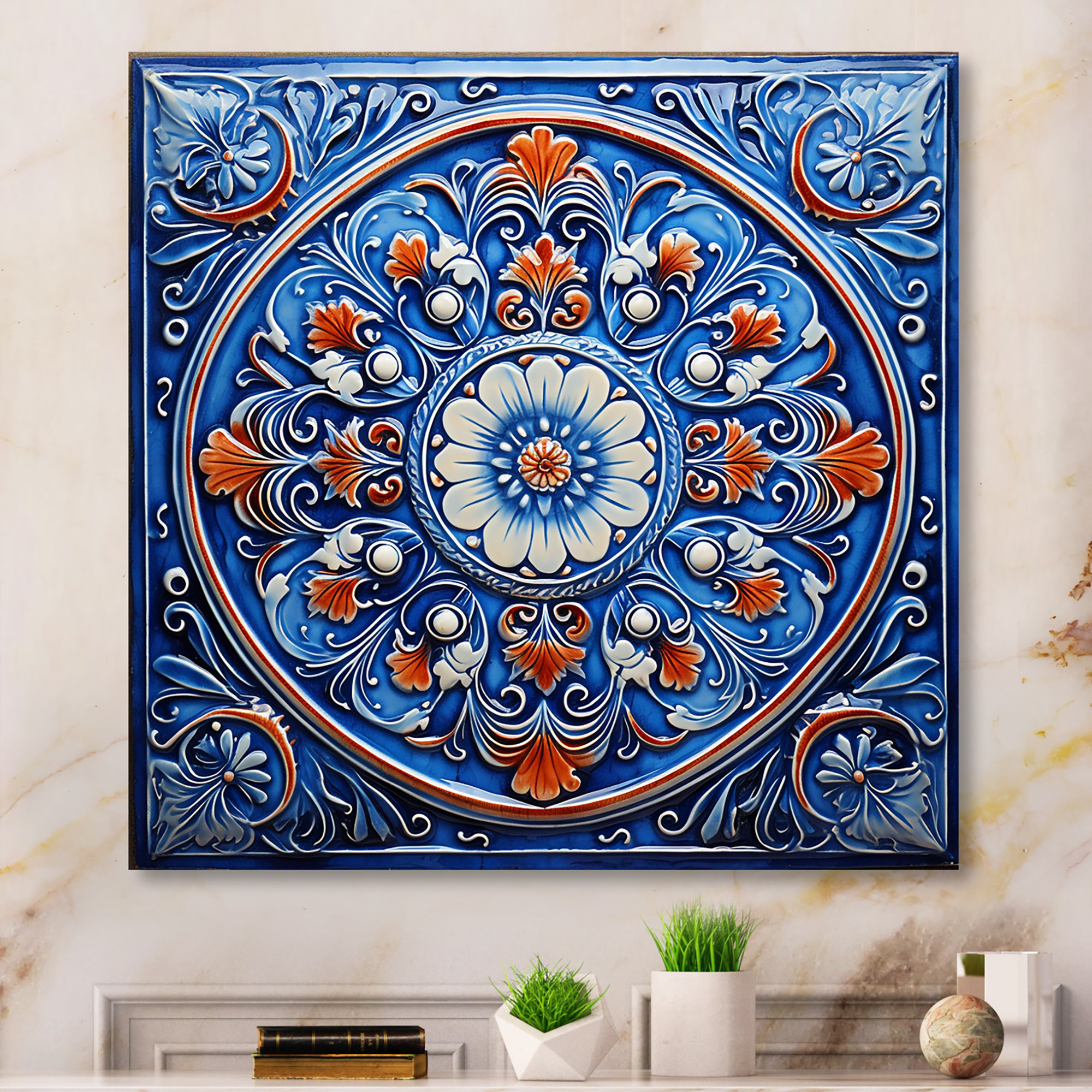 Bungalow Rose Boho Turkish Blue Tiles 2 - Boho Tiles Wall Art | Wayfair