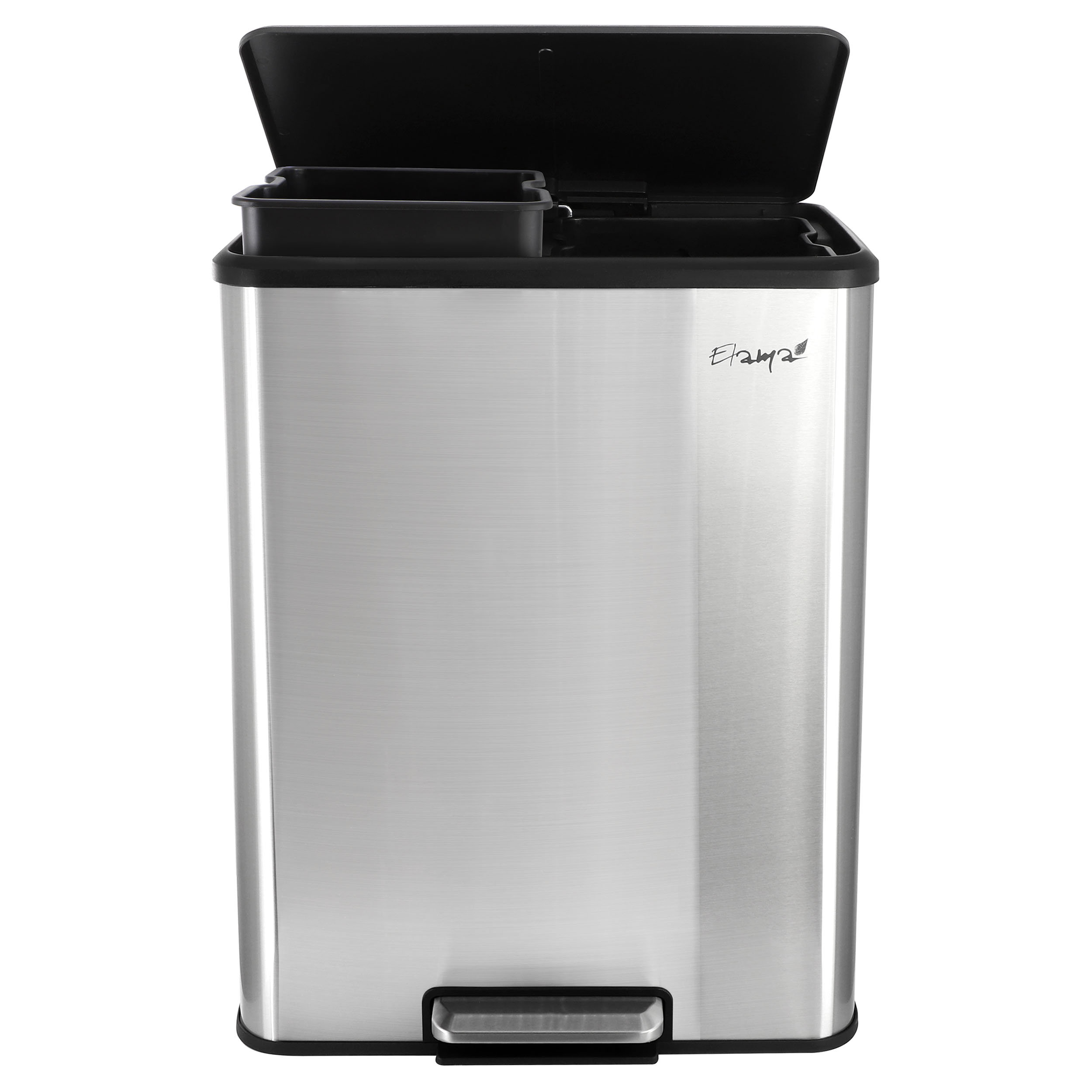 Elama 60 Litre 2 Compartment Large 8 Gallon Split Stainless Steel Step ...