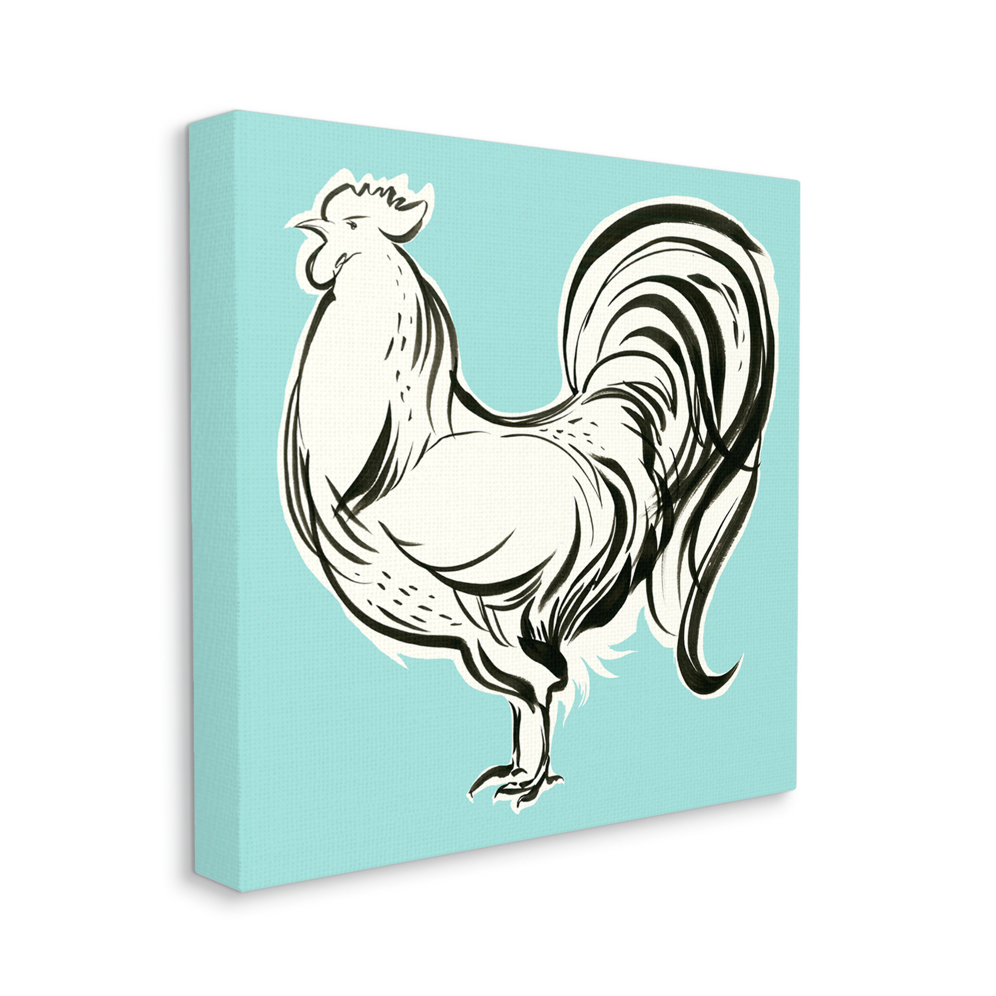 August Grove® Modern Rooster Drawing On Canvas by Laura Marr Print ...