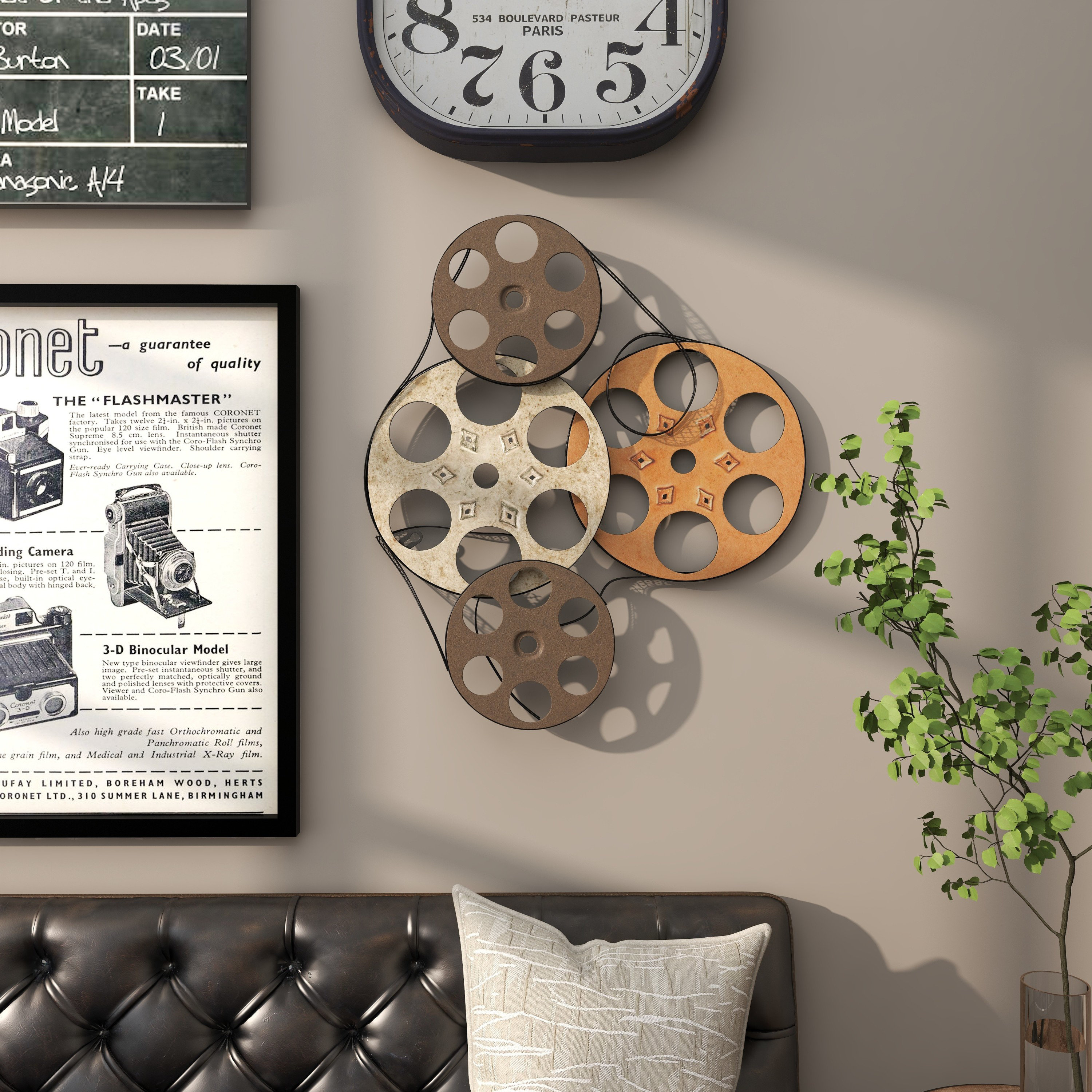Williston Forge Metal Vintage Movie Reel Film Home Wall Decor & Reviews ...