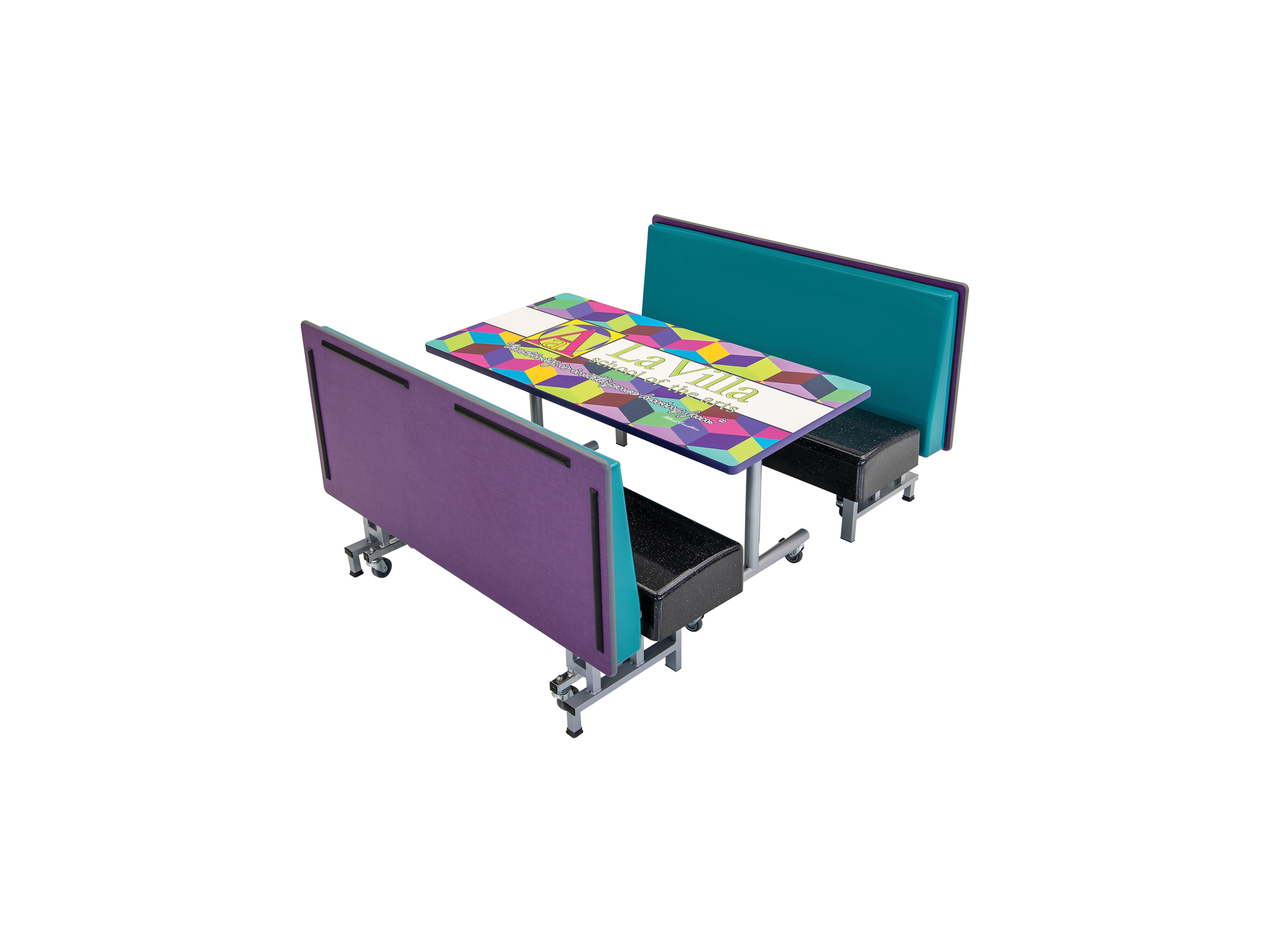 AmTab Manufacturing Corporation Mobile Folding Booth Seating Rectangular Bench Cafeteria Table ...