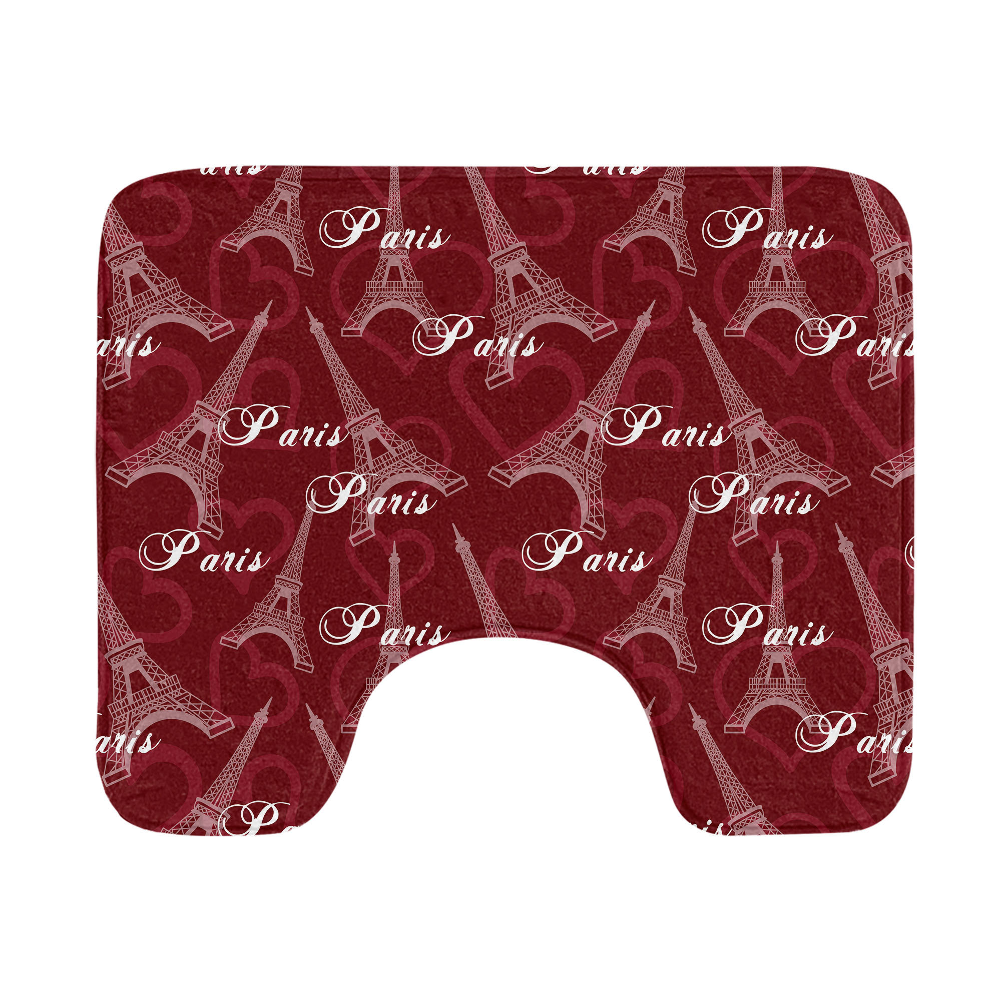 East Urban Home Eiffel Toilet Mat U-Shape Bathroom Rug 20" Maroon White ...