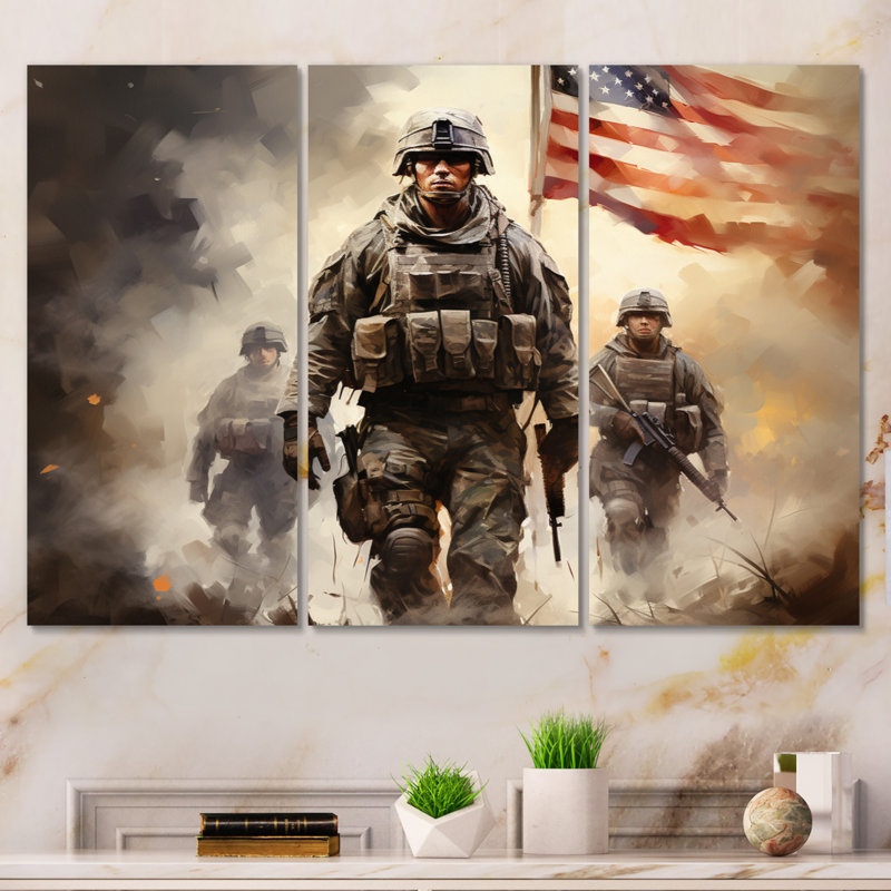 Design Art Us Military in Mission I - Army Metal Wall Art Living Room ...