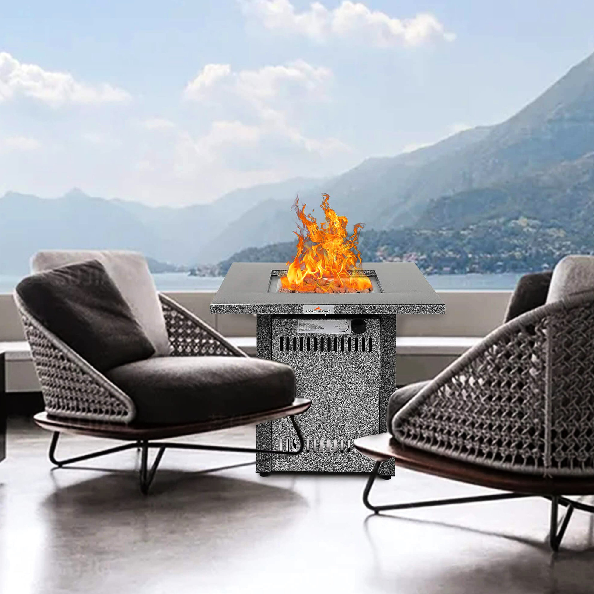 Latitude Run® Outdoor Propane Gas Fire Table, 50000 28" Silver With ...